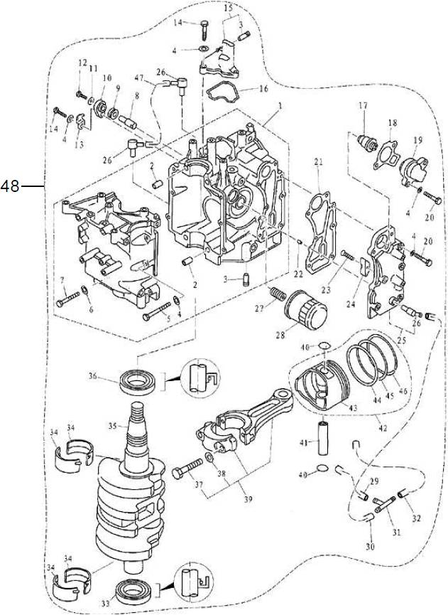 Engine Assembly - F9.9 / F13.5 / F15 Spare Parts - Complete Outboard ...