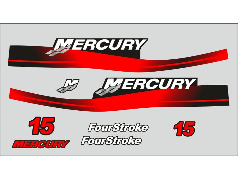 Mercury 15 HP 1999-2006 Sticker Set | MarineSpareParts.com