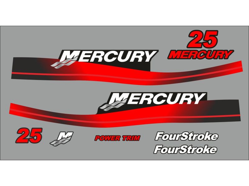 Mercury 25 HP 1999-2006 Sticker Set | MarineSpareParts.com