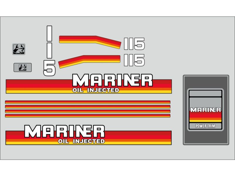 Mariner 115 HP 1984-1990 Sticker Set | MarineSpareParts.com