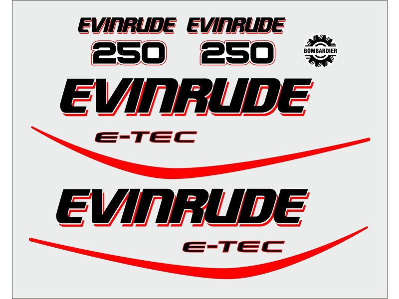 Evinrude E-Tec 250 HP Sticker Set | MarineSpareParts.com